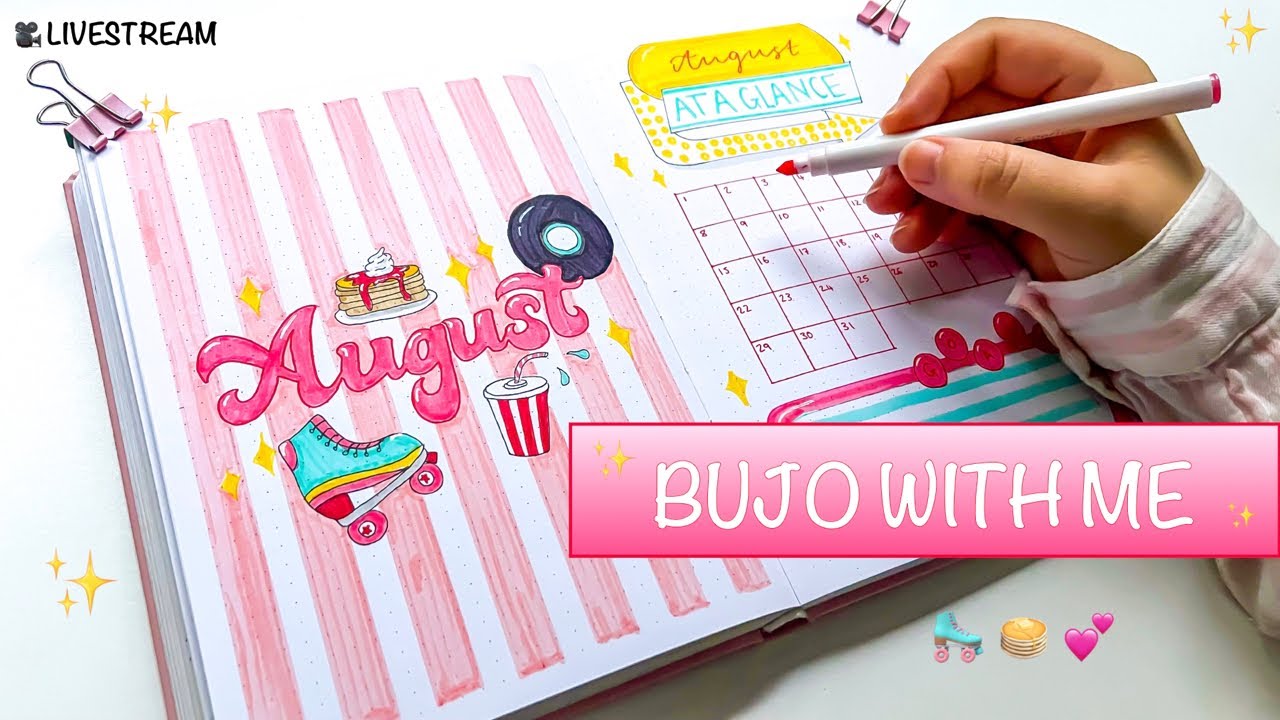 Bujo with me filling in my August spreads🛼🥞💕 - YouTube