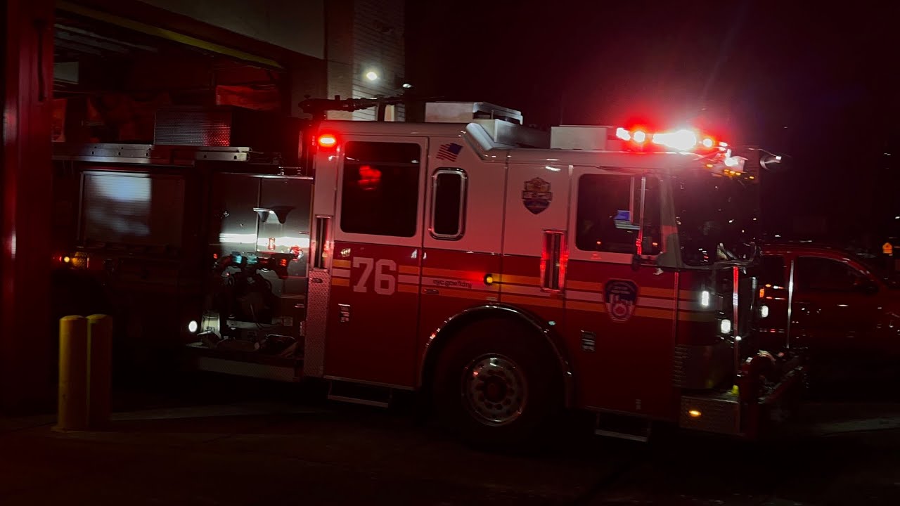 FDNY Engine 76, Tower Ladder 22, Battalion 11 Responding From Their ...