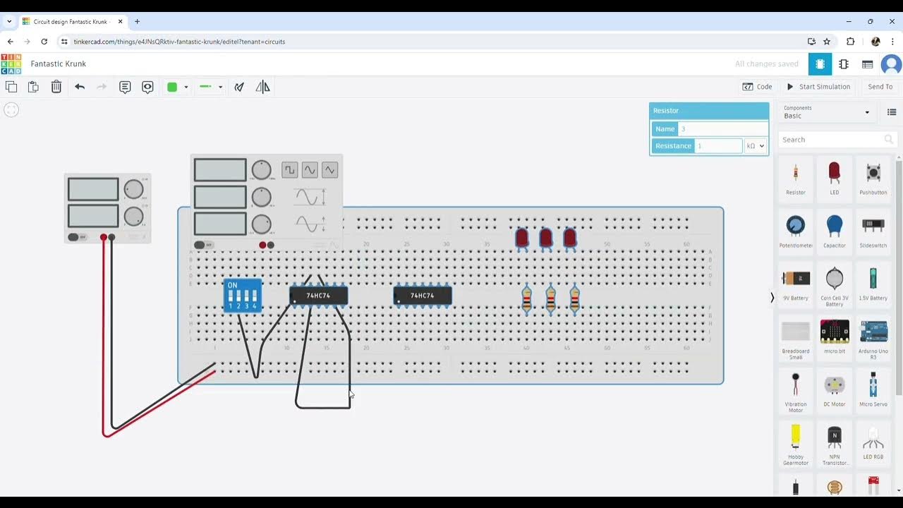 IMPLEMENTATION OF A SHIFT REGISTER USING TINKERCAD - YouTube