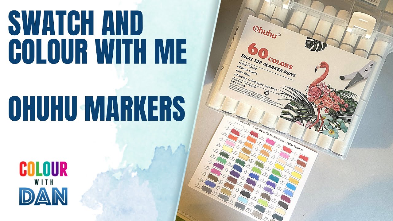 Let’s swatch and colour with ohuhu water based markers - YouTube