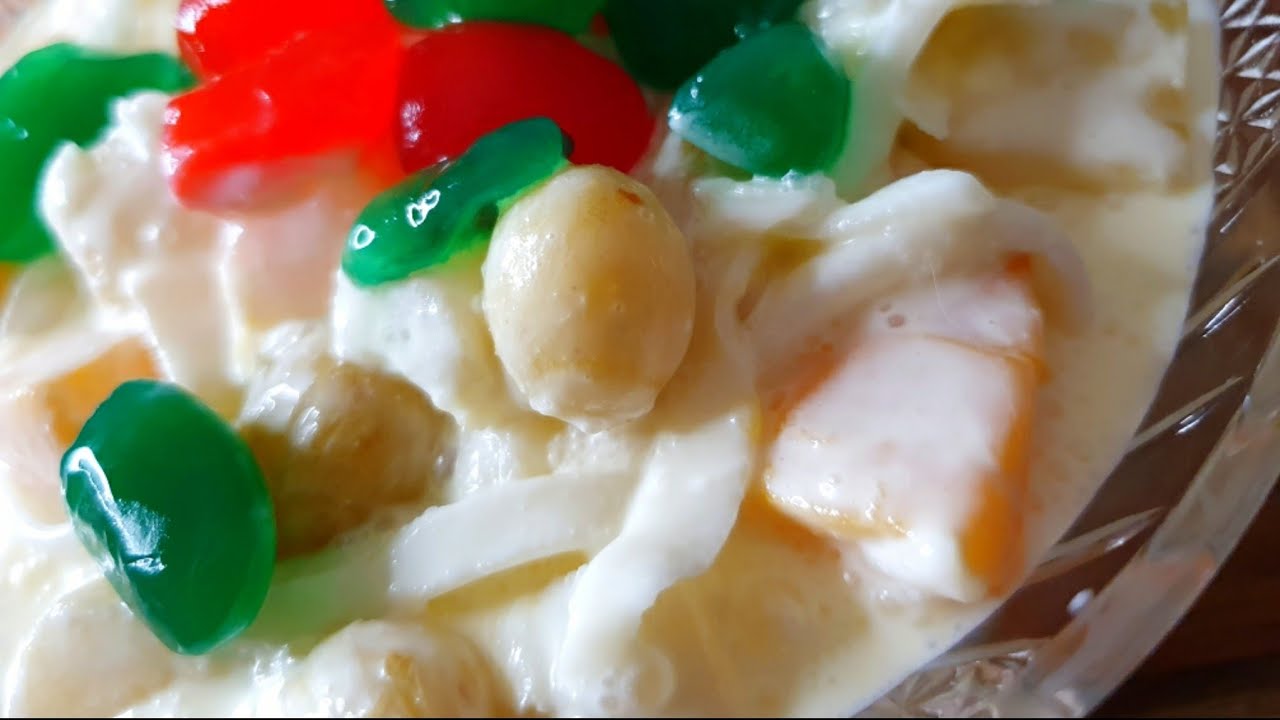 Canned Fruit Cocktail Salad +Buko With Cream Cheese~Filipino Christmas ...