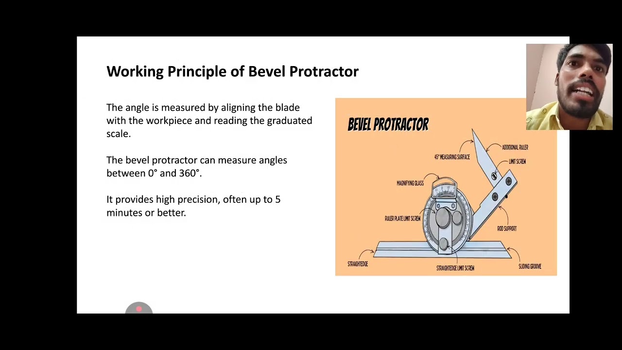 Comparators and angular measurements: sine bar, bevel protractor, angle ...