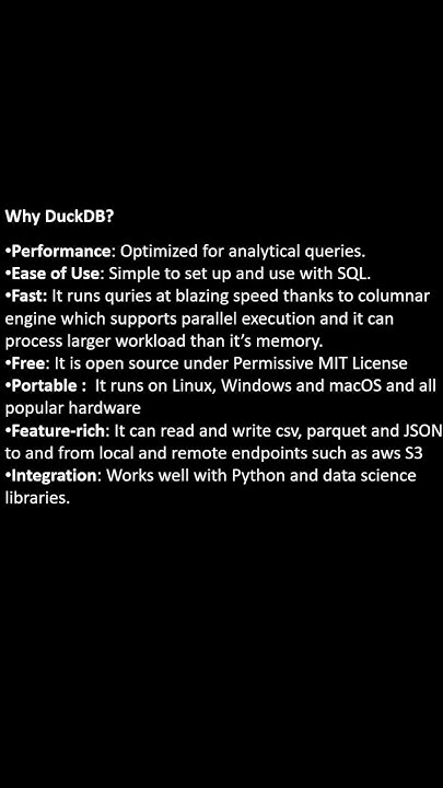What is DuckDB intro - YouTube