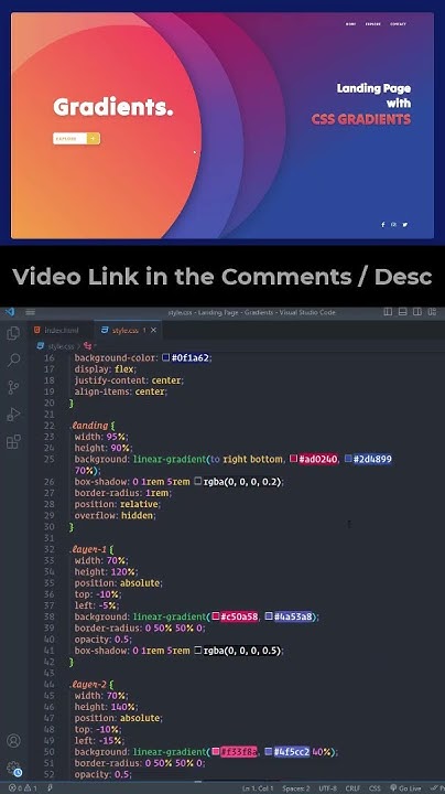How to Create Landing Page with CSS Gradients #shorts - YouTube