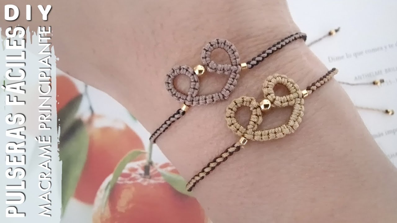 DIY PULSERA FÁCIL Y RÁPIDO EN MACRAMÉ CON CORAZÓN | PULSERAS EN MACRAMÉ ...