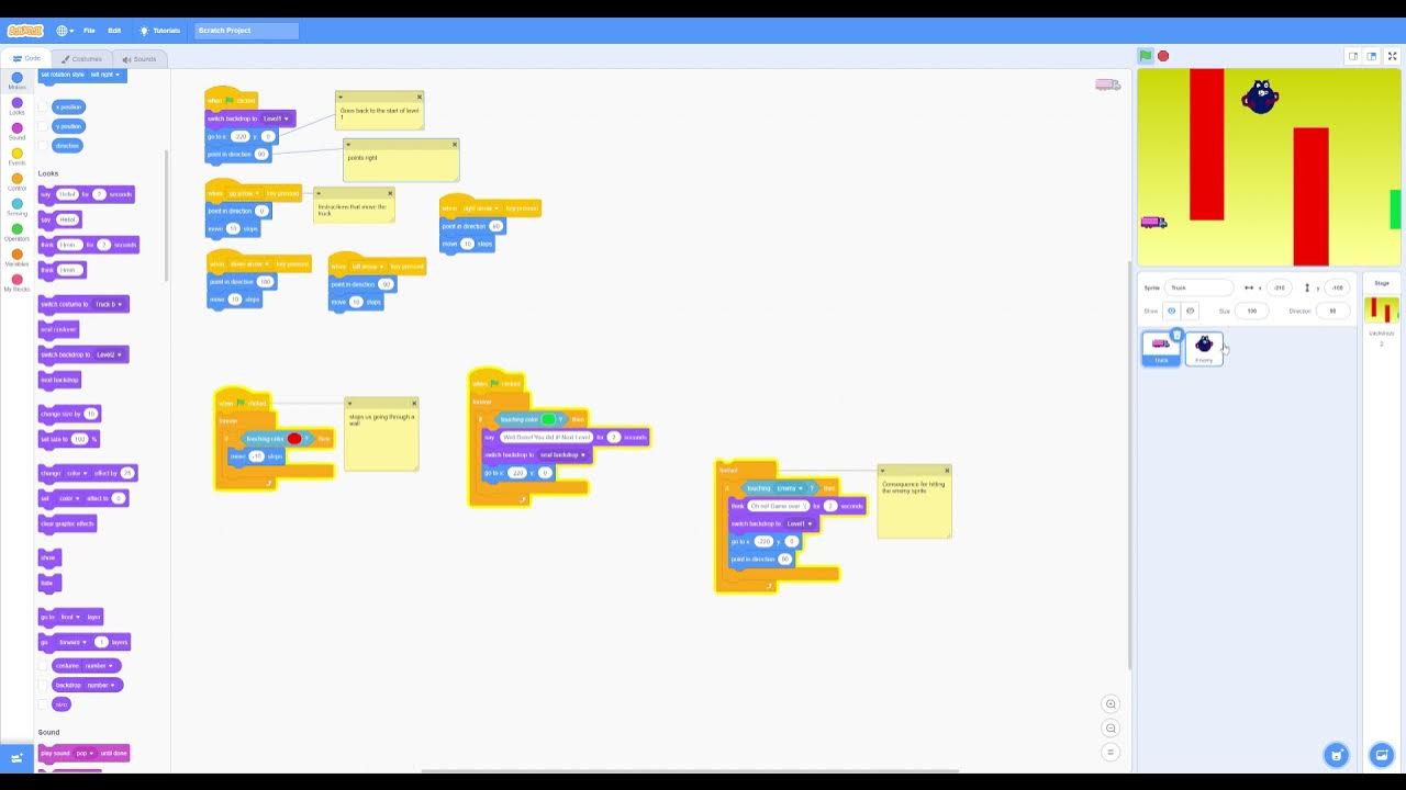 Scratch - adding enemies and consequences to a game - YouTube