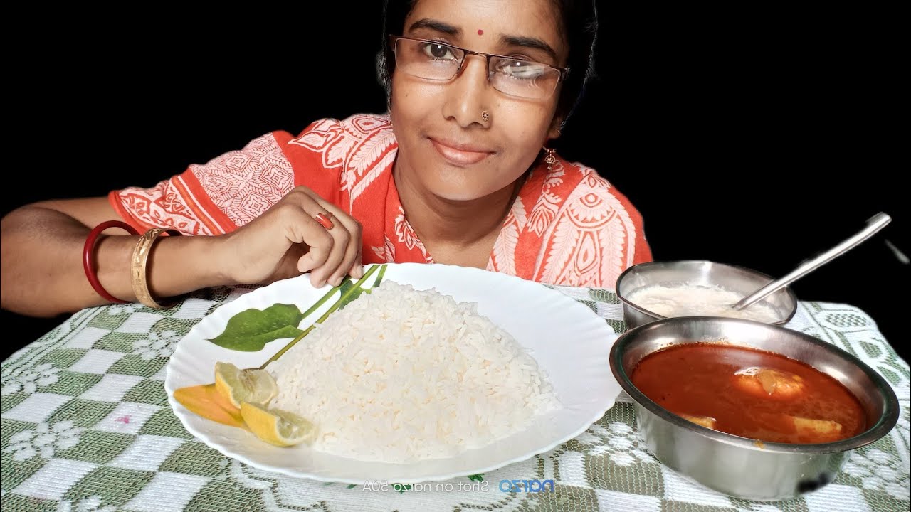 Eating show rice egg curry with home made curd#@bengalieatingvideo ...