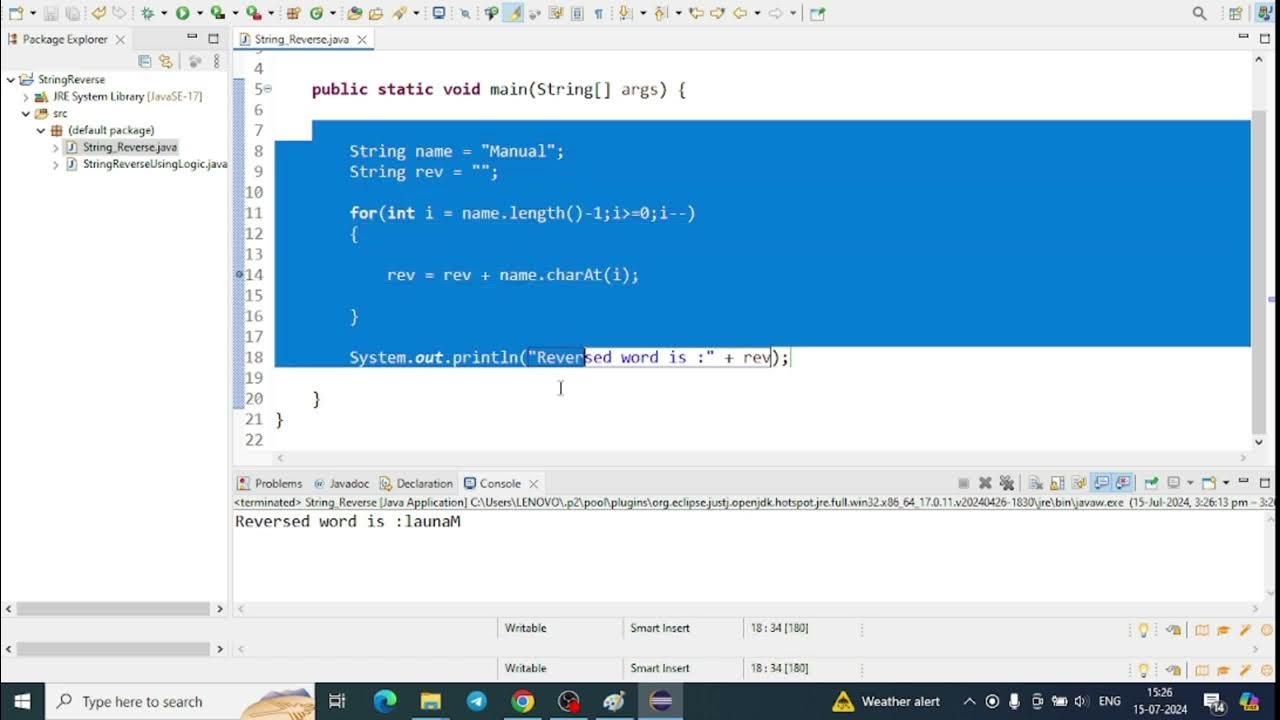 String reverse program java using logic (Tester Interview Explained in ...