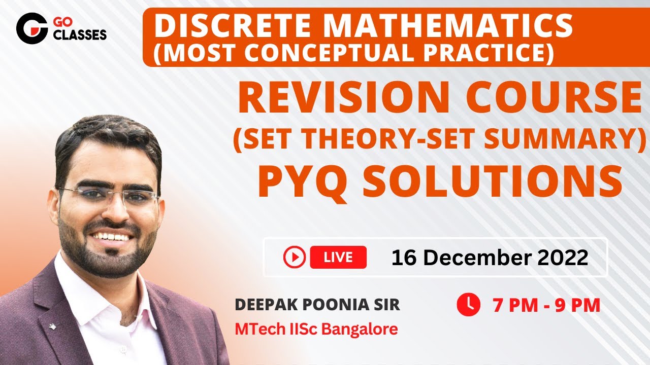 Set Revision And Gate Pyqs Set Theory Discrete Mathematics Revision Go Classes Deepak