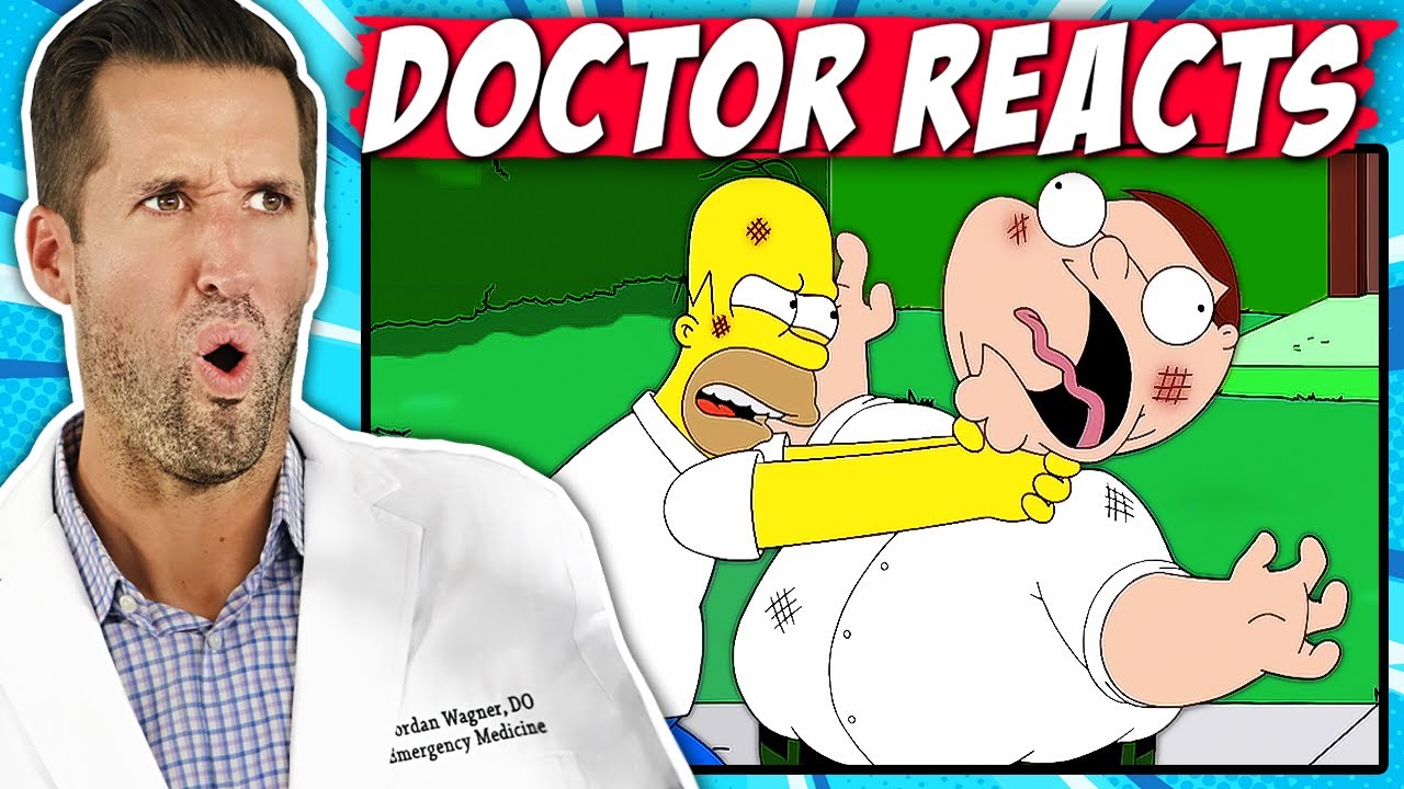 ER Doctor REACTS to Family Guy vs The Simpsons Fight Injuries - YouTube