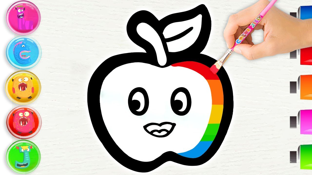 🍎How to Draw a Rainbow Apple | Easy Step By Step - YouTube