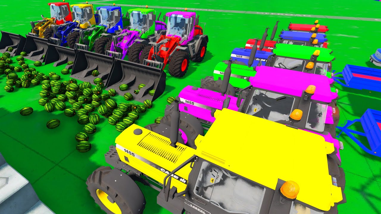 Loading and Transporting Water Melons on Tractor with Front loader - #3 ...