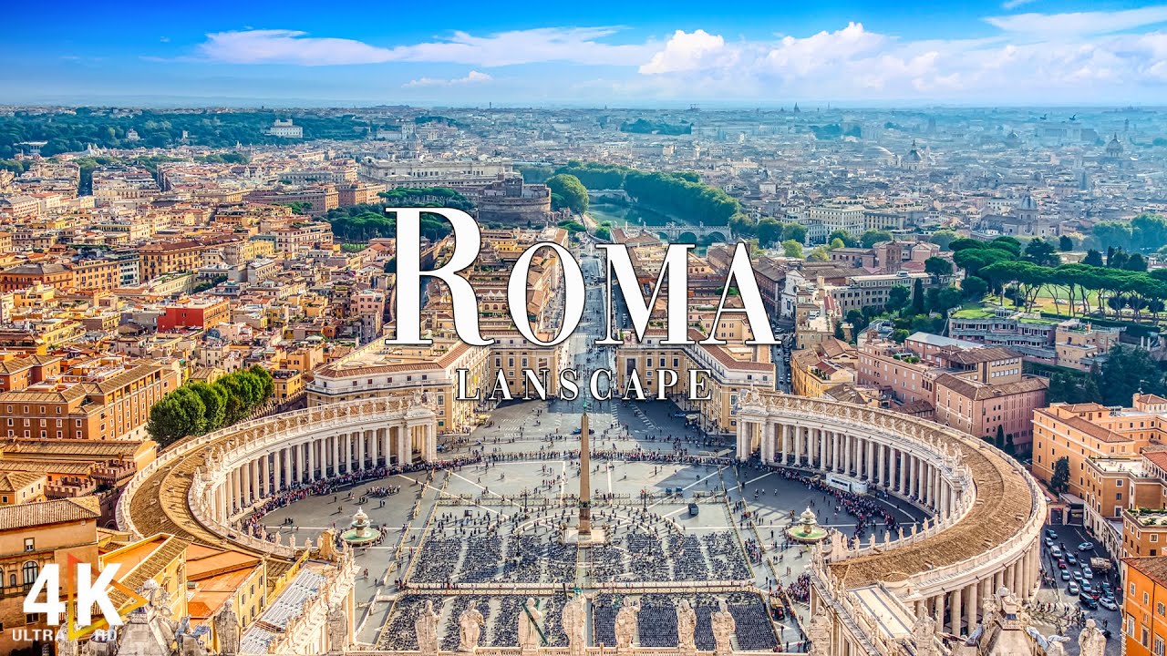 FLYING OVER ROMA (4K UHD) I Relaxing Music Along With Beautiful Nature ...