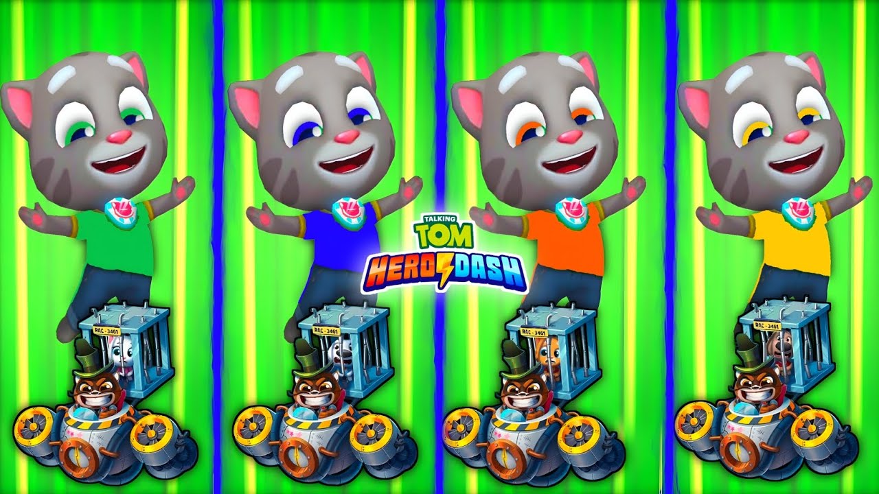 Talking Tom Hero Dash : Green Tom, Blue Tom, Orange Tom, Yellow Tom ...