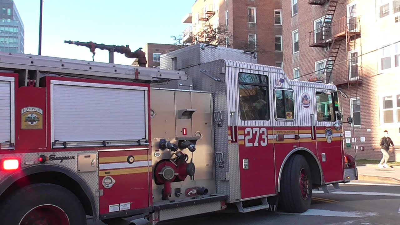 FDNY Engine 273 responding from quarters to an ems run - YouTube