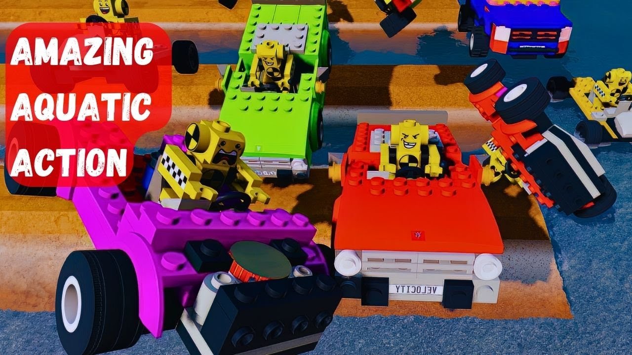 LEGO Cars + BeamNG.drive Physics = Ultimate Water Park Ride - YouTube