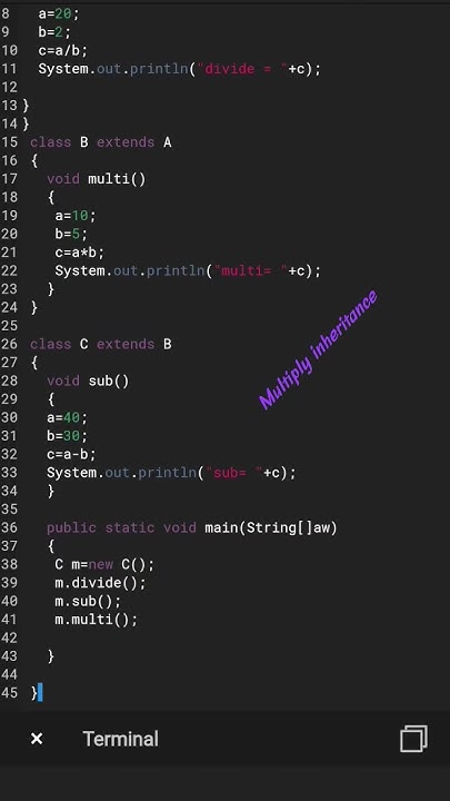 multiply inheritance program used in java 💯💯💯 - YouTube