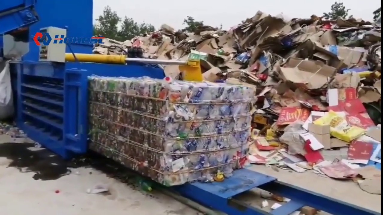 Horizontal Waste Paper Baler Machine - YouTube