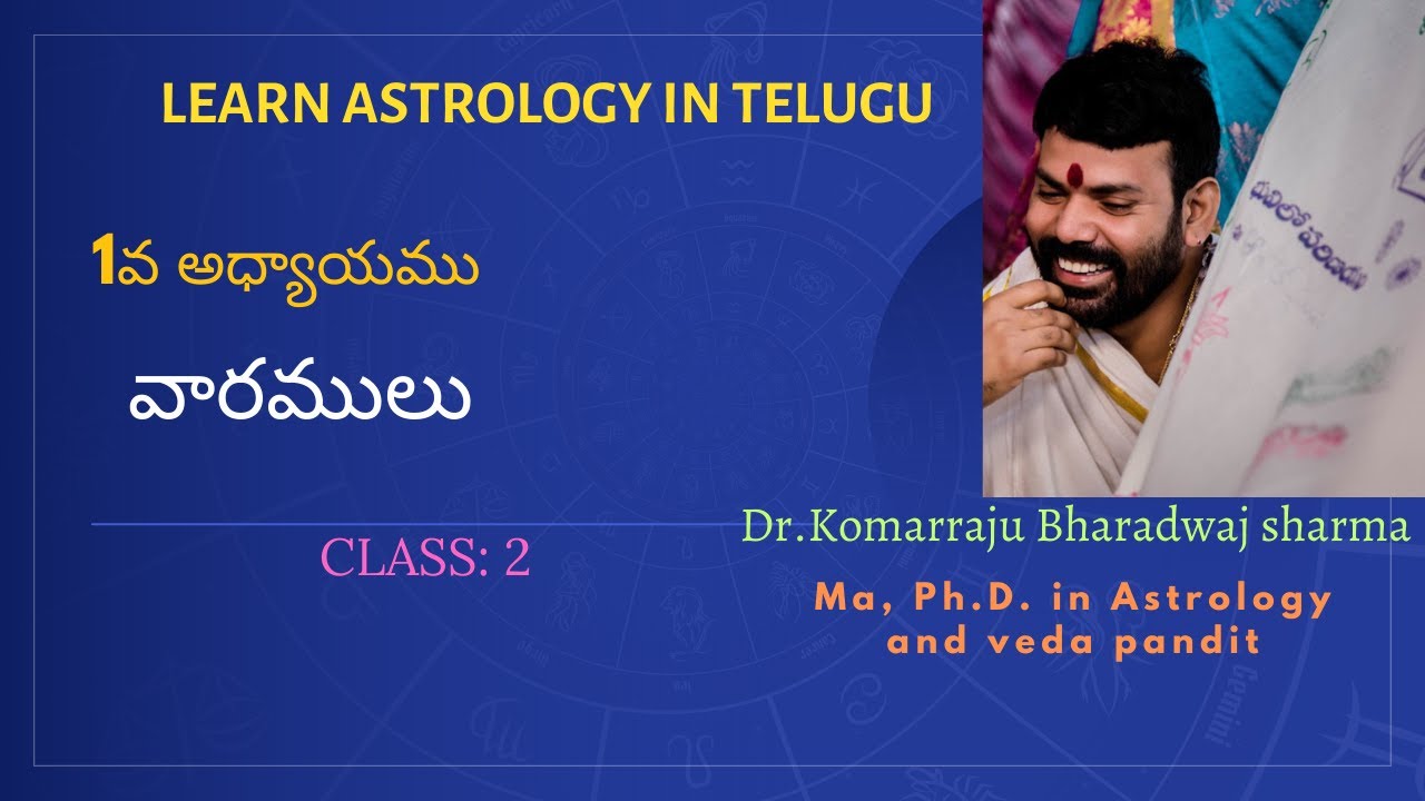 1-2 || Learn Astrology In Telugu ||Telugu Weeks|| Komarraju Bharadwaj ...