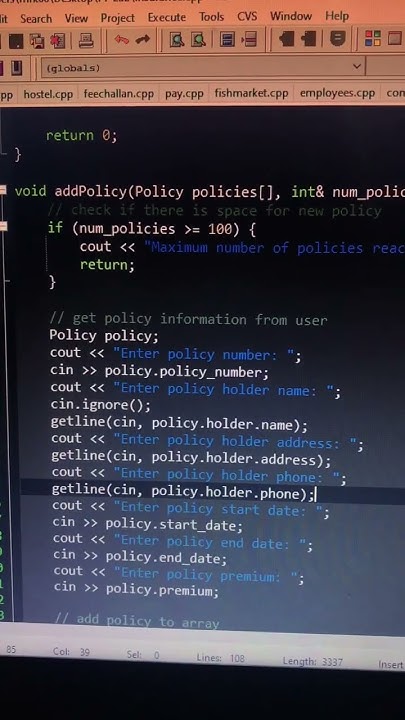 insurance c++#coders #codelife #codemasters #codingninja #codinglife #code #coderstokyo #coders ...