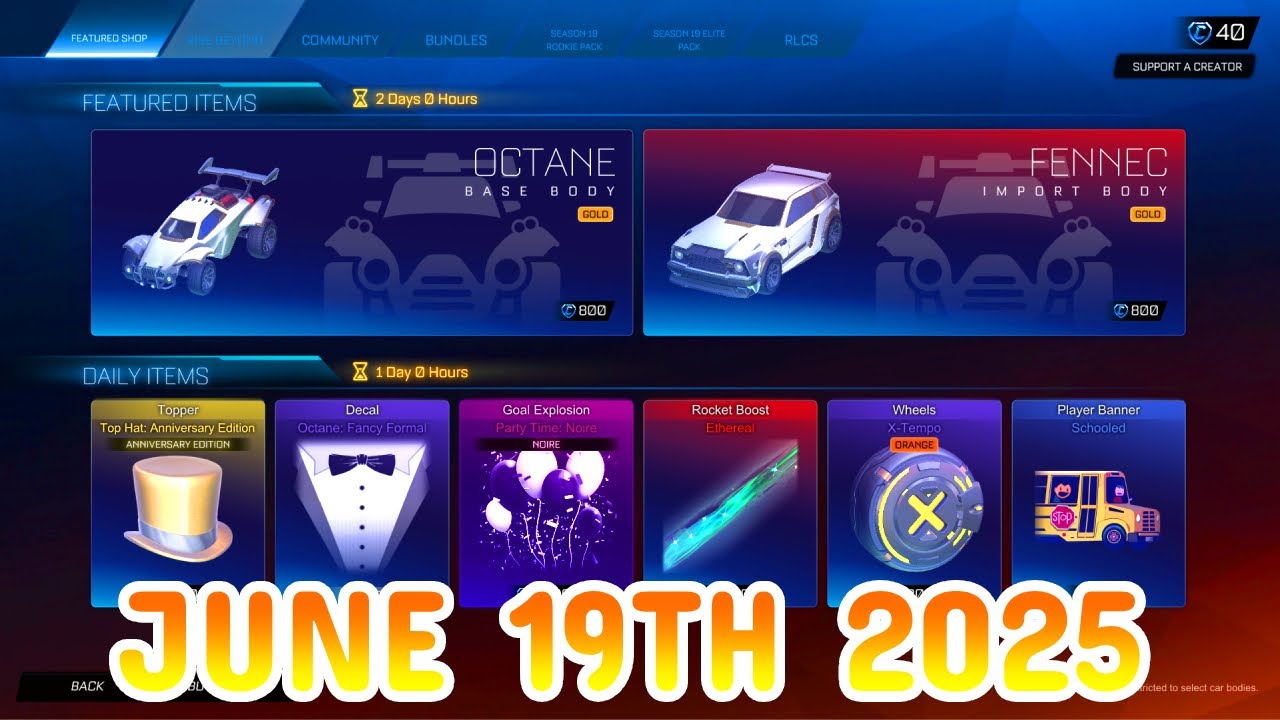 Rocket League ITEM SHOP Daily #256 (19th June 2025) GOLD OCTANE ...