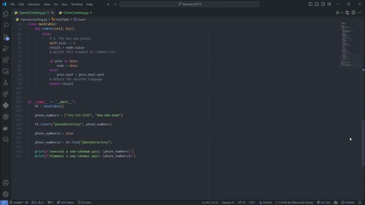 Opened and closed hashing on python. Курсова ВНТУ. - YouTube