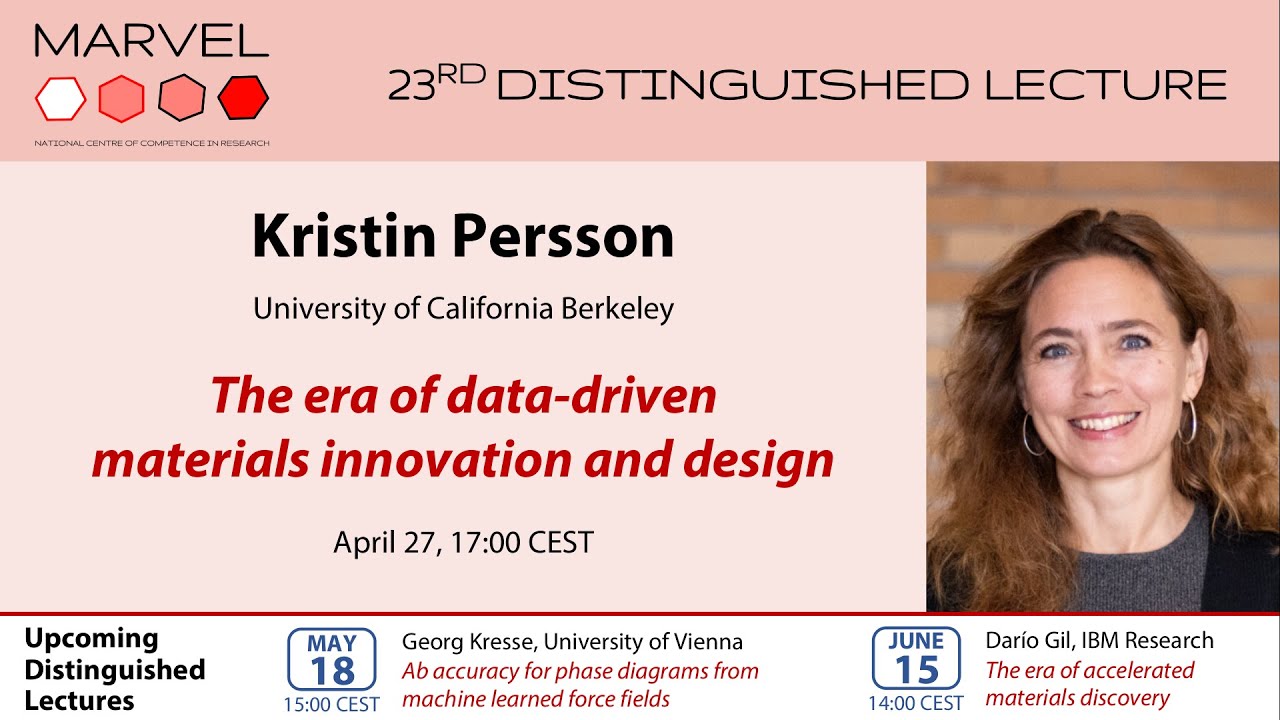 23 MDL - Kristin Persson: The era of data-driven materials innovation ...