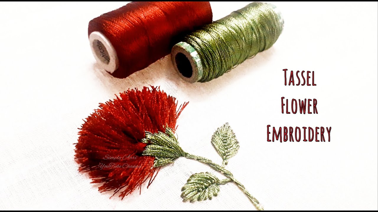 Aari Work Tutorial 88 | Tassel Flower Embroidery using Silk Thread ...