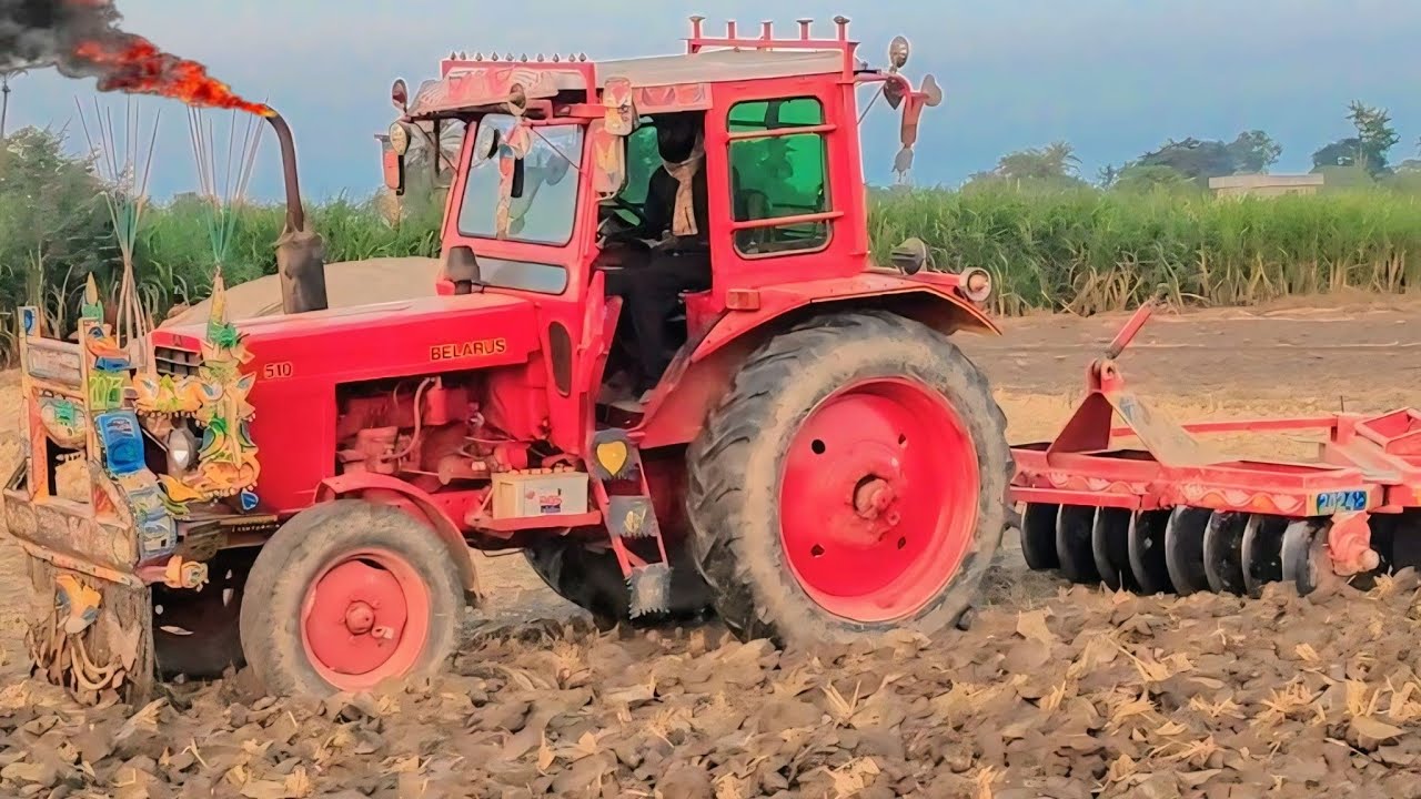 "High Power Tractor Belarus 510 Pulling Harrow 🔥" - YouTube