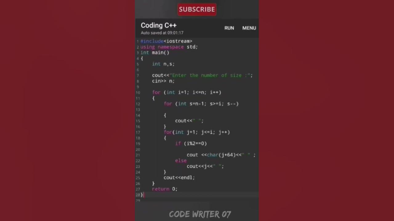 Best C Pattern Program Tutorial Video 💯🧠Shorts Coding Youtubeshorts Codewriter07 Youtube