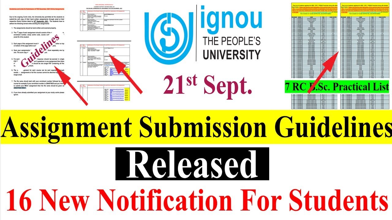 Assignment Submission Guidelines Released,16 New Notification for IGNOU ...