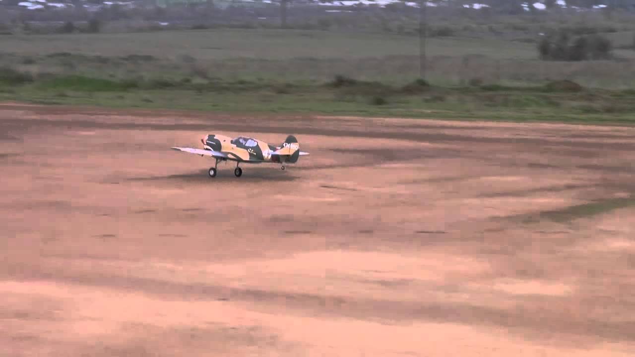 Bravo's Top Flite P-40 - DLE 55 - Belly Landing (Watch in HD) - YouTube