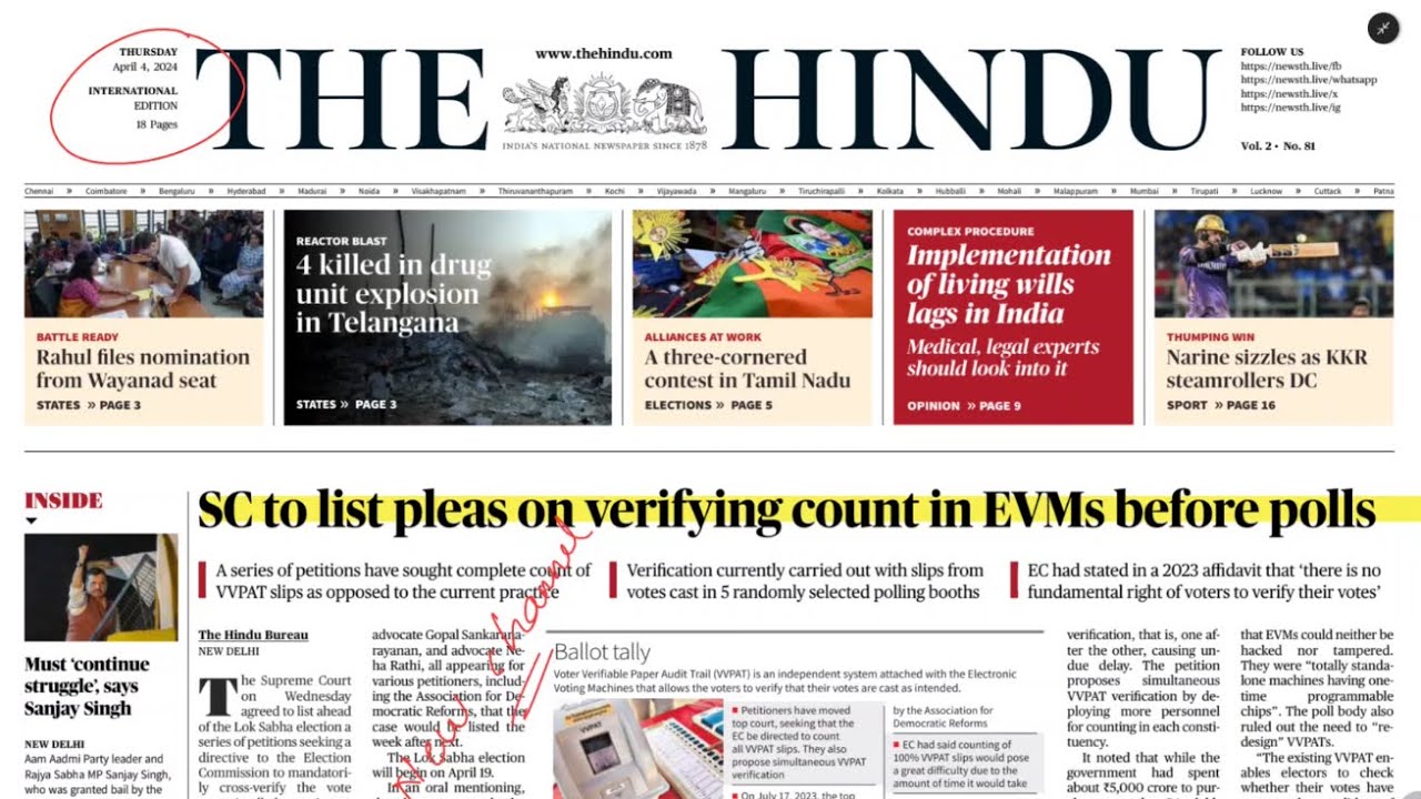 4 April The Hindu Newspaper || The Hindu editorial || The Hindu ...