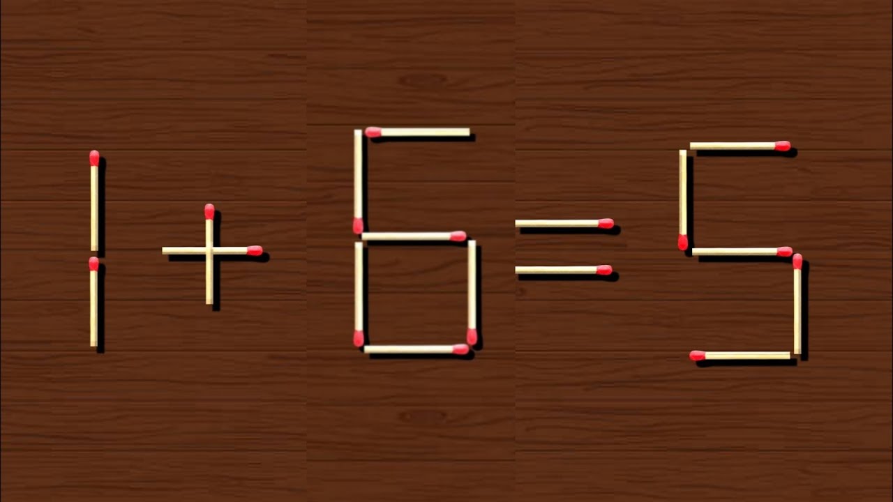 Move only 1 stick to make the equation correct | Matchstick puzzle 1+6 ...