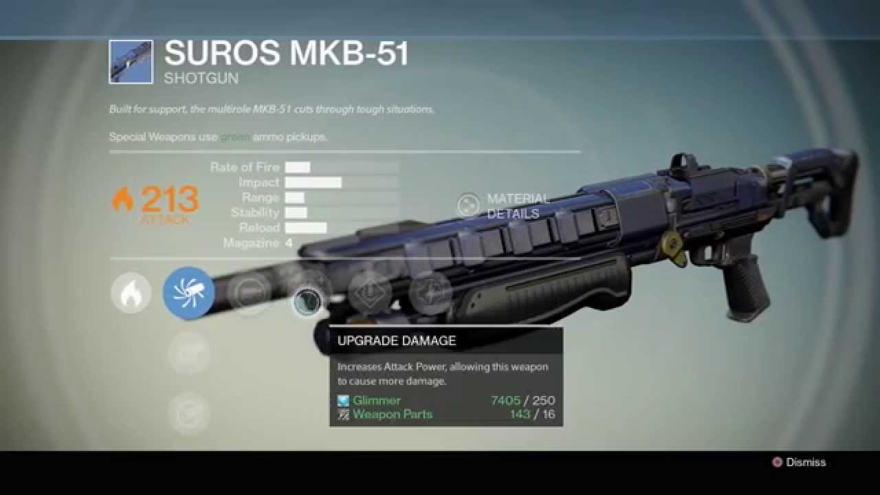 Destiny - Tower: Suros MKB-51 (Solar Shotgun) Details & Upgrade ...