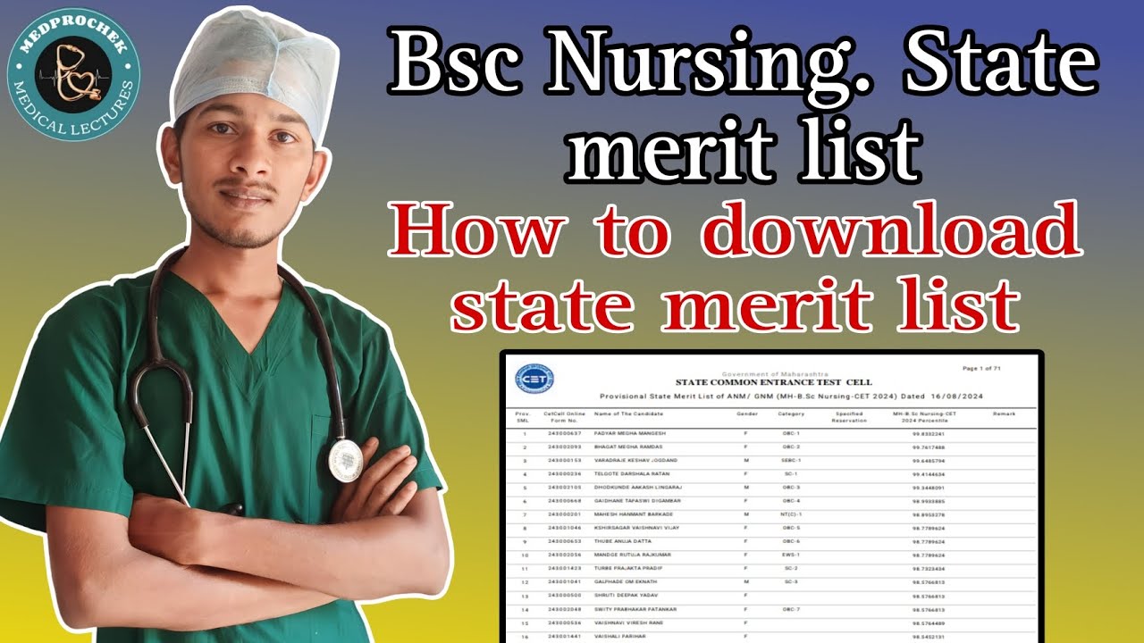 BSC nursing. State merit list 2024 || Bsc nursing admission 2024 in ...