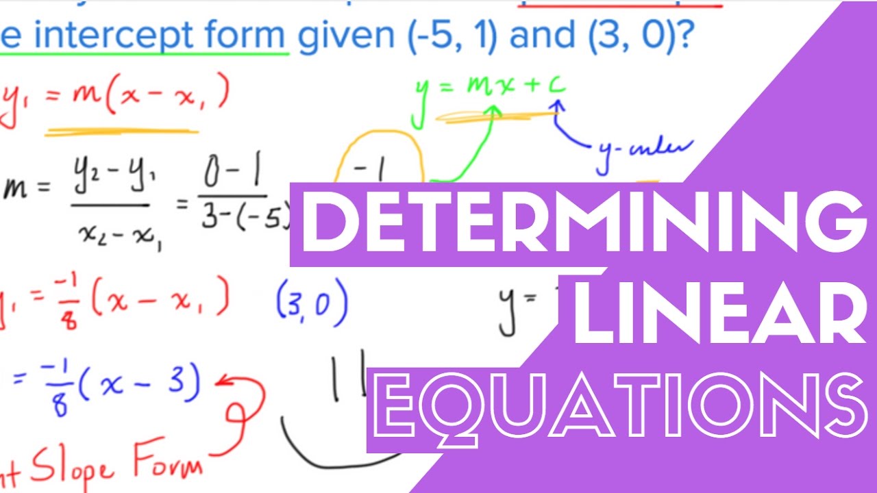 Finding the Equation of a Straight Line - Example - YouTube