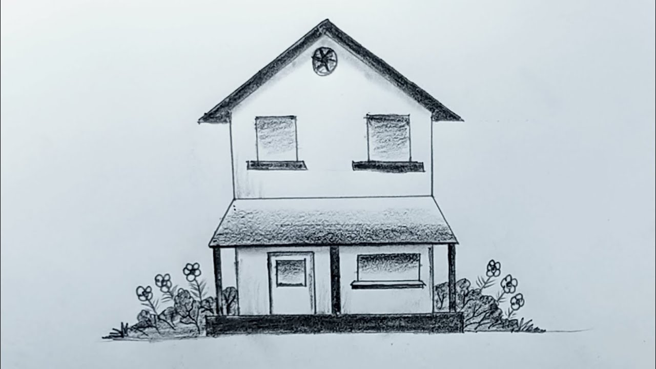 How to draw a House step by step || Drawing || Ghar drawing || সহজে ঘর ...