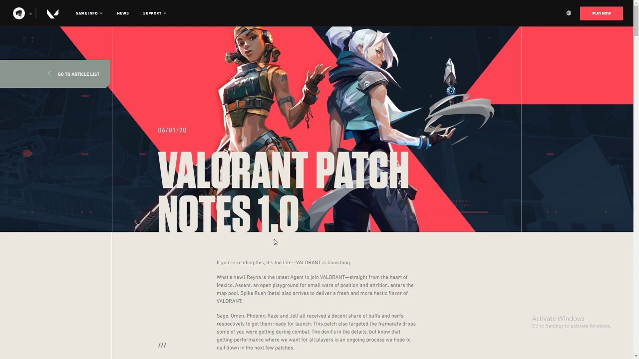 Valorant Release Patch Notes Review - 1.00 - YouTube