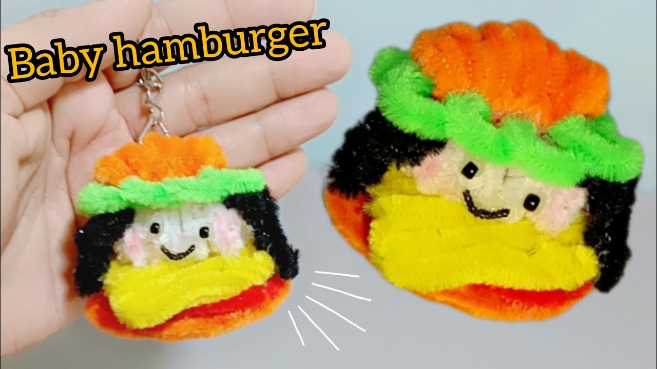 DIY Baby Hamburger With Pipe Cleaner |Cheeseburger keychain - YouTube