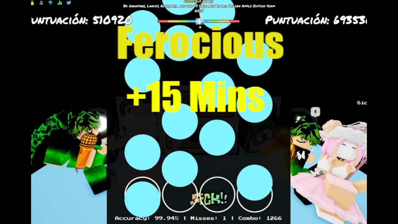Roblox Funky Friday | Ferocious (+15 minutes song) 99,72% - YouTube
