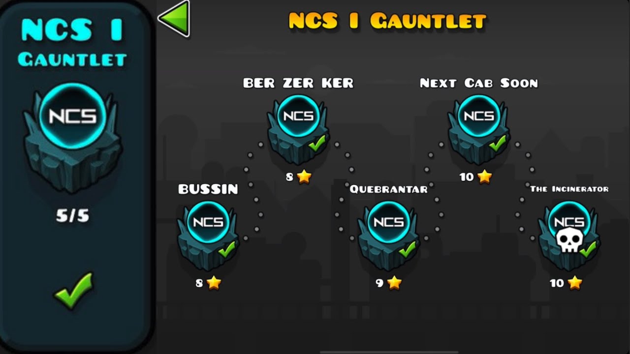 Geometry Dash NCS 1 Gauntlet All Levels Complete. - YouTube