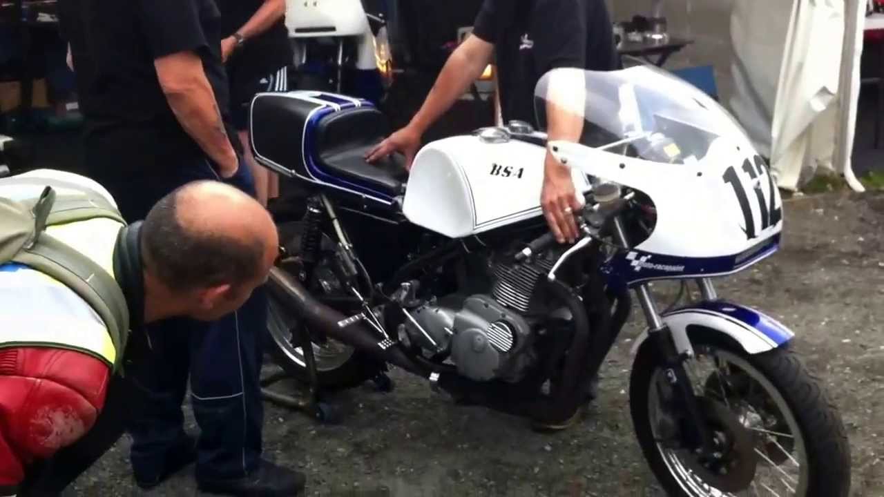 BSA rocket 3 triple iom classic TT start up. - YouTube