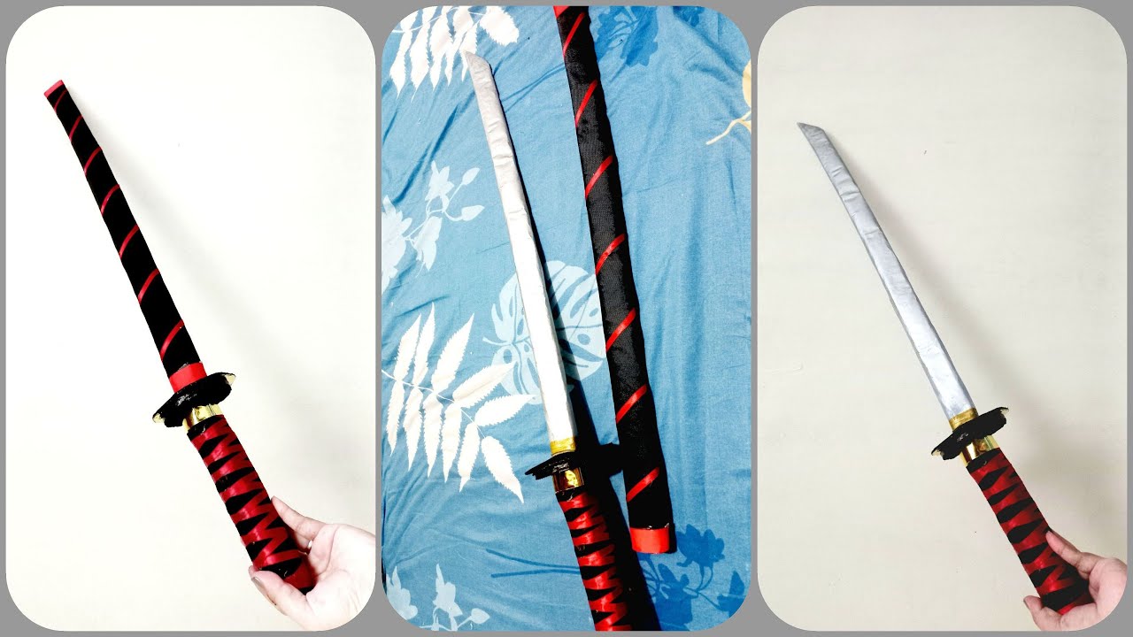How to make katana sword using cardboard box@jiuvmyerstudiovlog#viral # ...