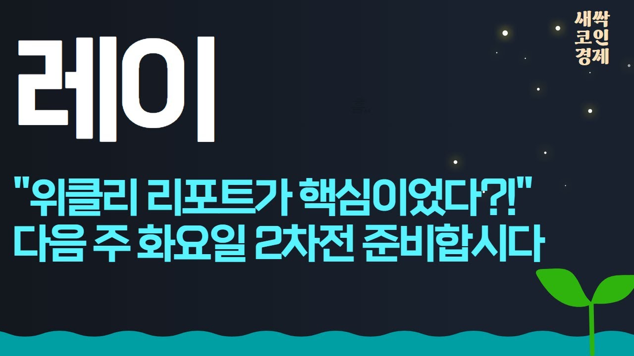 레이 코인 위클리 리포트가 핵심이었다 다음 주 화요일 2차전 준비합시다 레이코인 레이코인호재 레이코인전망 레이코인시세 레이코인가격 Youtube