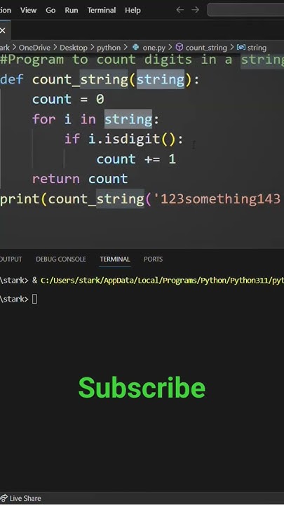 Counting The Digits In A Given String Logicalprogramming Pythonlearning Coding Learnpython