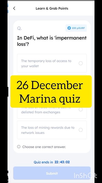 Marina protocol quiz answer today 26 December | Marina daily quiz ...