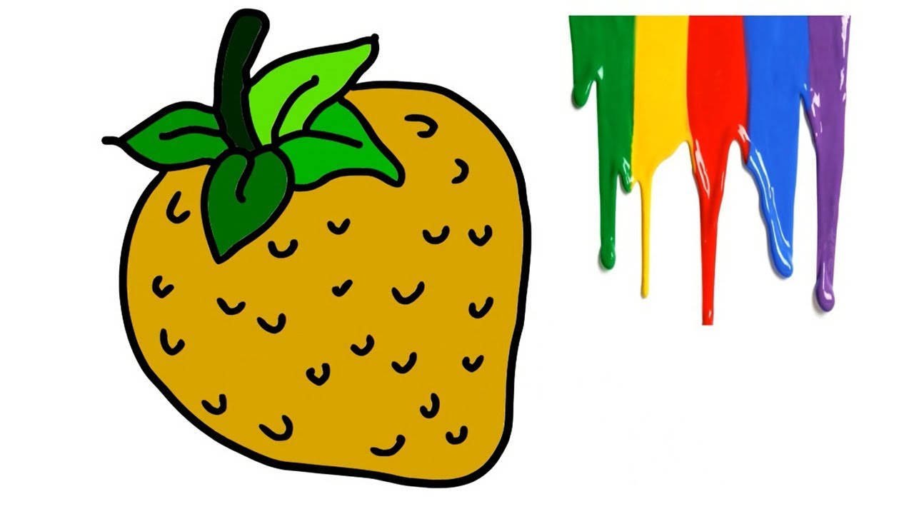 Strawberry Wonderful Yellow Color and Drawing for Kids Easily Step by ...
