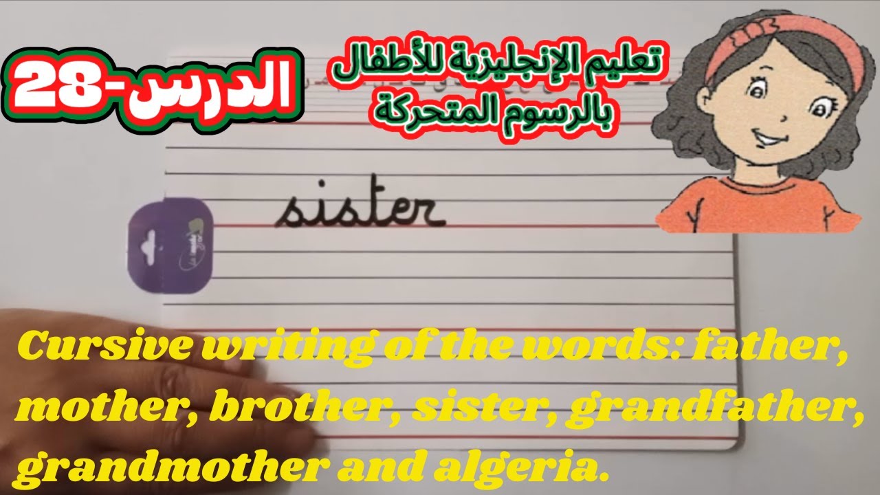 Lesson 28 : Cursive writing of the words: father, mother, brother ...