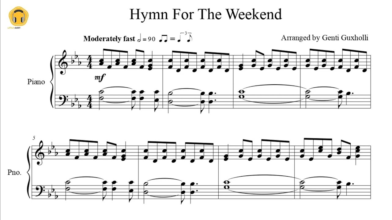 Hymn For The Weekend by Coldplay (Piano Solo/Sheets) - YouTube